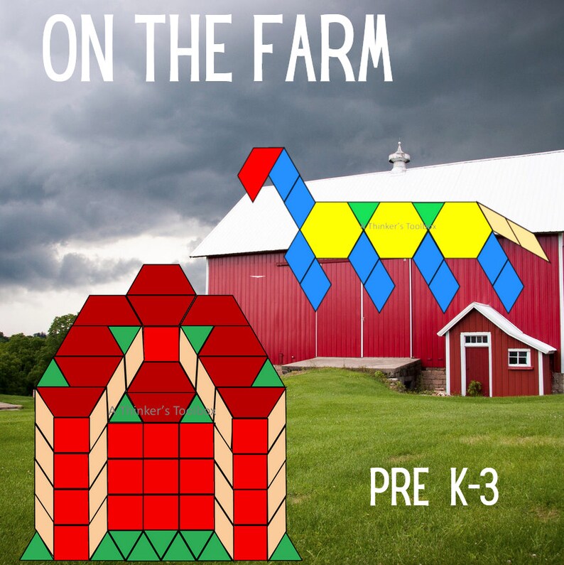 Farm Pattern Block Mat Printables & Worksheets - Etsy