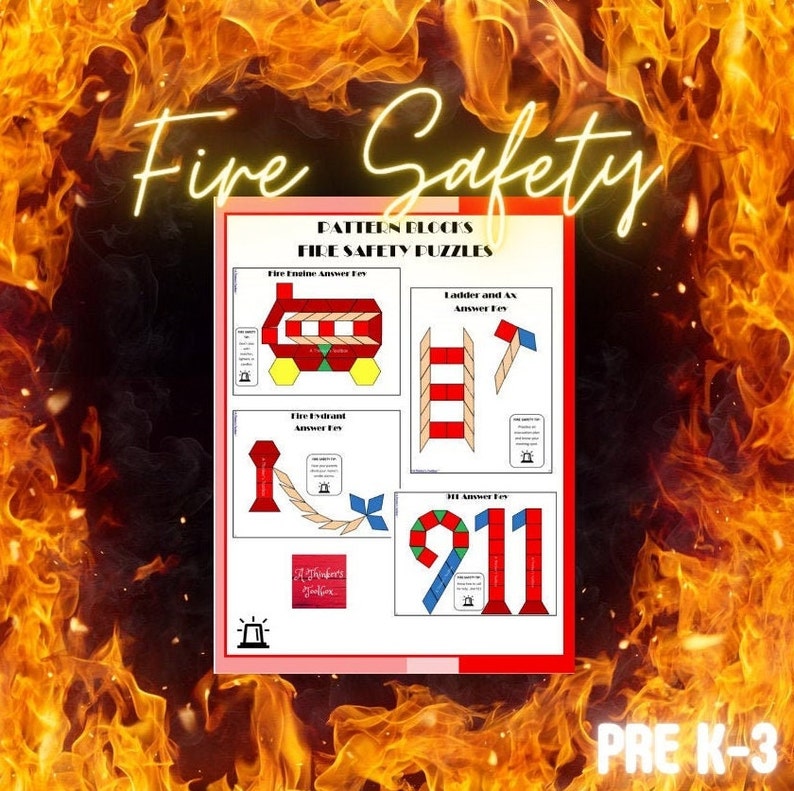 Fire Safety Pattern Block Mat Printables & Worksheets - Etsy