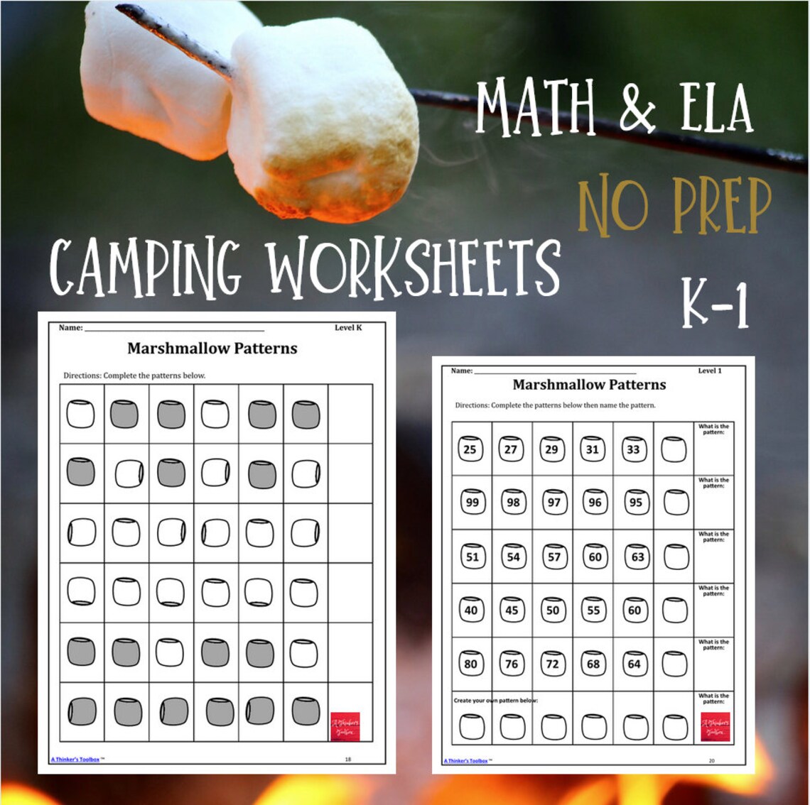 Camping Printable Worksheets | Grades K-1 - Etsy