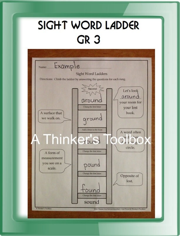 75 Words in ALL | 15 Printable Sight Word Ladder Worksheets Grade 3 - Etsy
