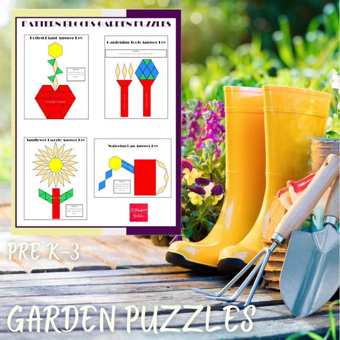 Garden Pattern Block Mat Printables & Worksheets - Etsy