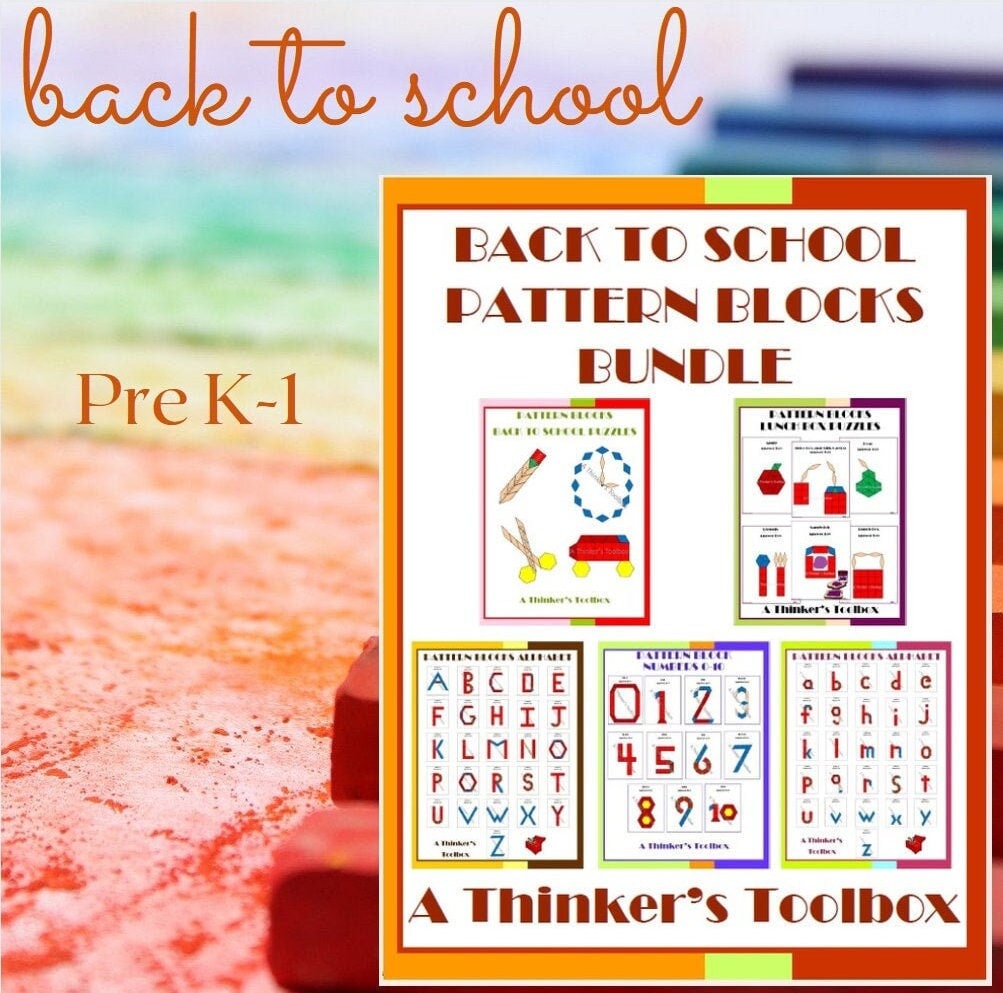 Back to School Pattern Block Mat Printables & Worksheets BUNDLE - Etsy