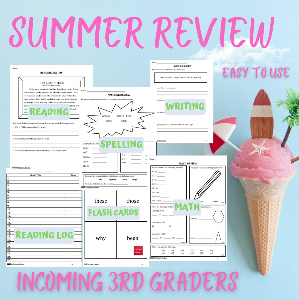 Easy-to-use Printable Worksheets - Incoming 3rd Graders - Etsy