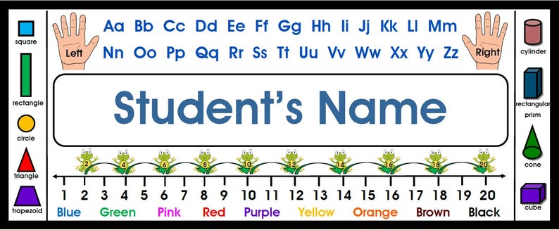 Desk Tag Plates Gr K-1 Classroom Decor (you Type Your Student's Name ...