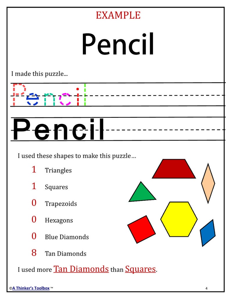 Back to School Pattern Block Mat Printables & Worksheets BUNDLE - Etsy