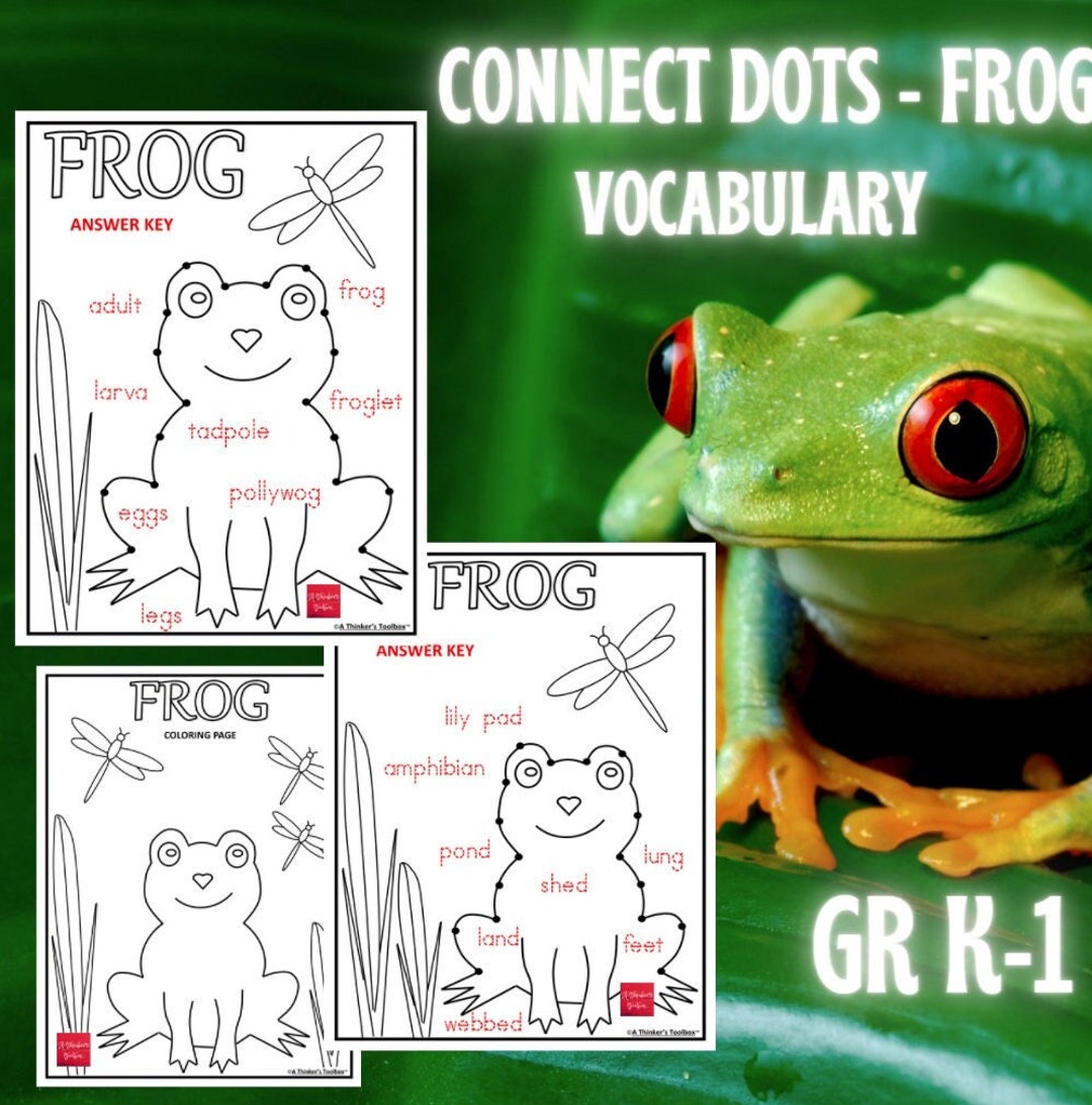 Frog Vocabulary Worksheets - Connect the Dots - Etsy Canada