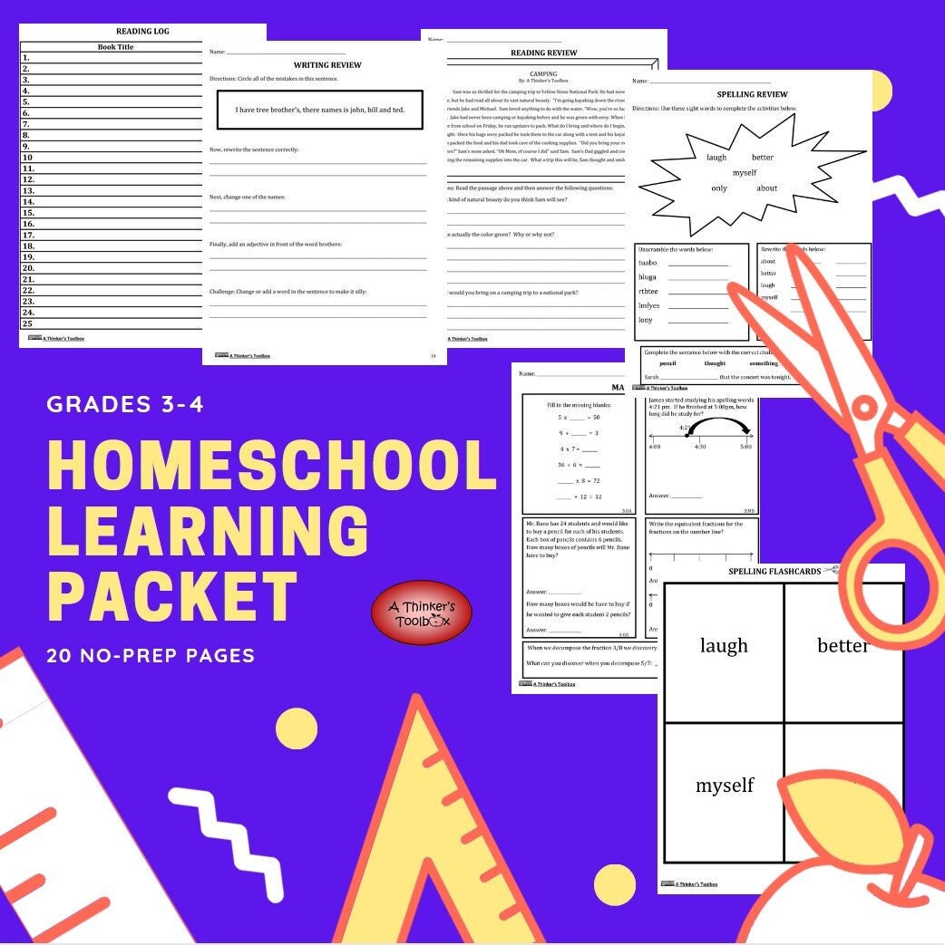Easy-to-use Printable Worksheets - Incoming 4th Graders - Etsy