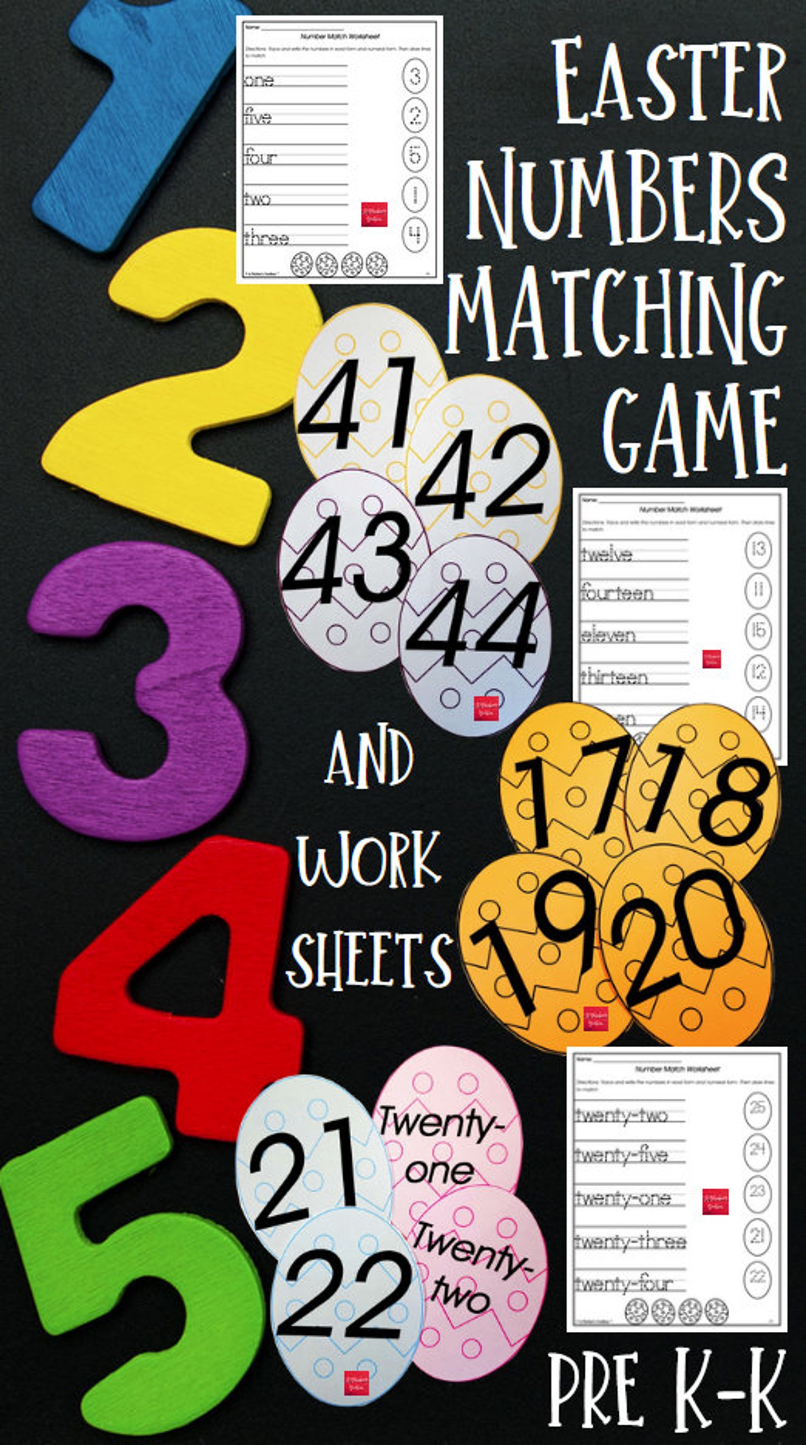 Easter Number Matching Games & Printable Worksheets - Etsy