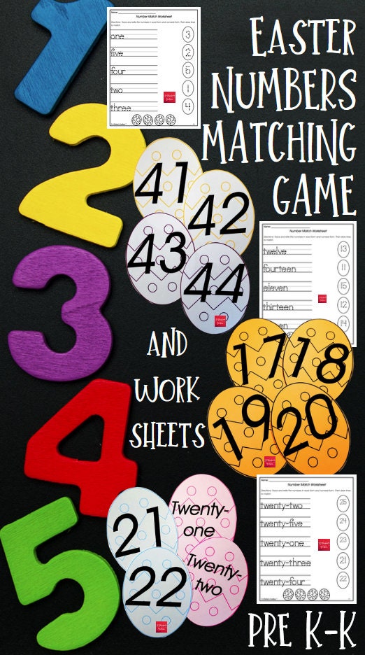 Easter Number Matching Games & Printable Worksheets - Etsy