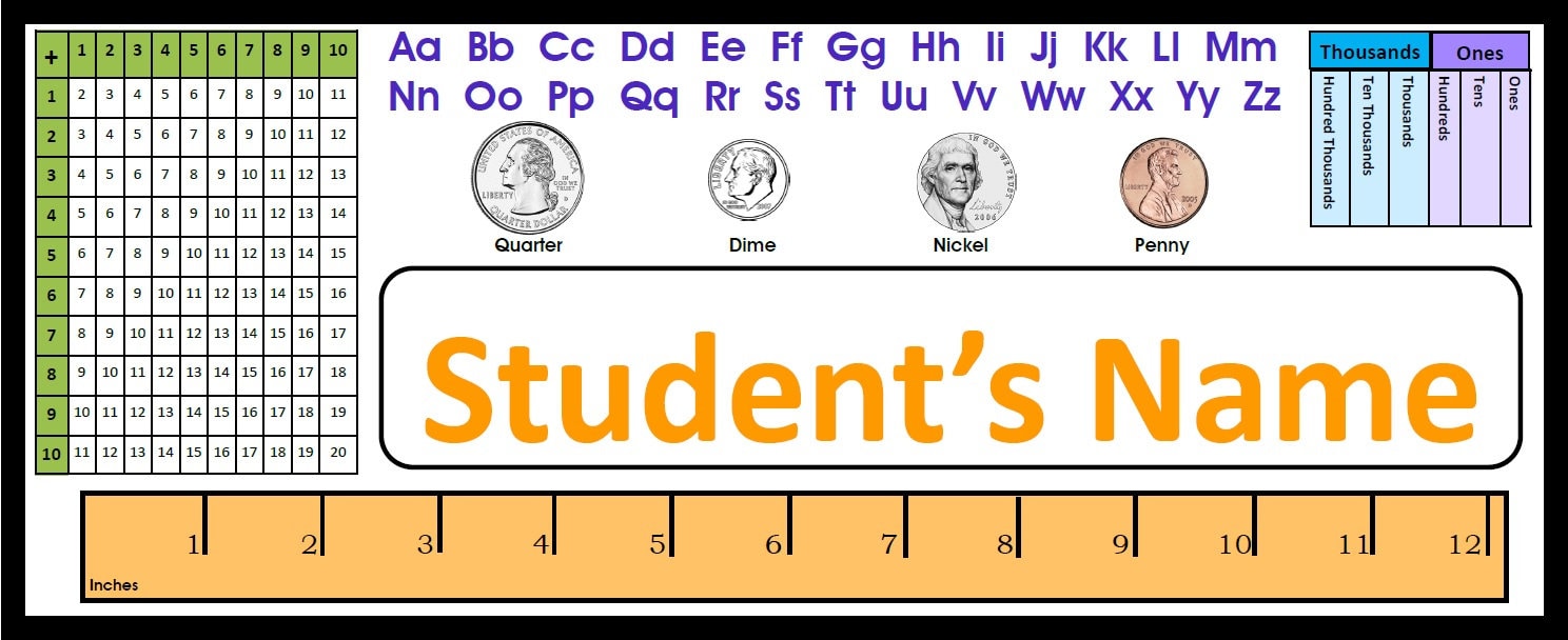Desk Tag Plates Gr 2-3 Classroom Decor (you Type Your Student's Name ...