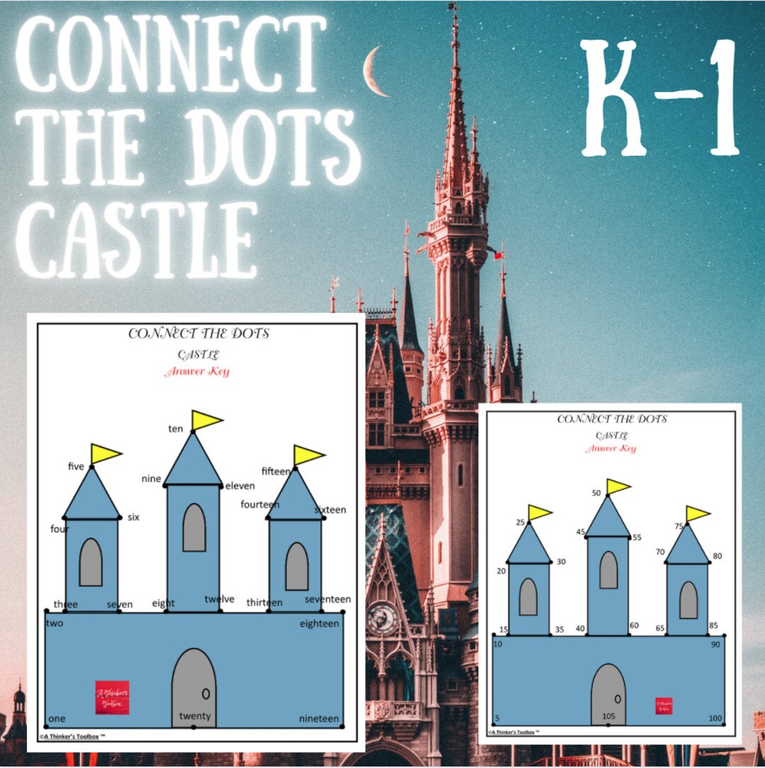 Castle Math Worksheets Connect the Dots - Etsy