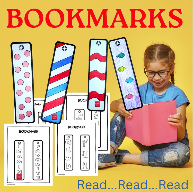 12 Color Your Own Reading Bookmarks | Dr. Seuss - Etsy