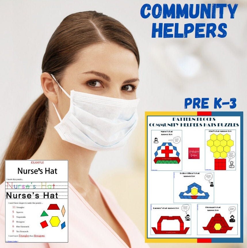 Community Helpers Hats Puzzles & Worksheets - Etsy