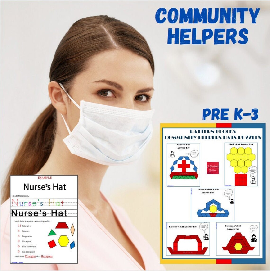 Community Helpers Hats Puzzles & Worksheets | Etsy