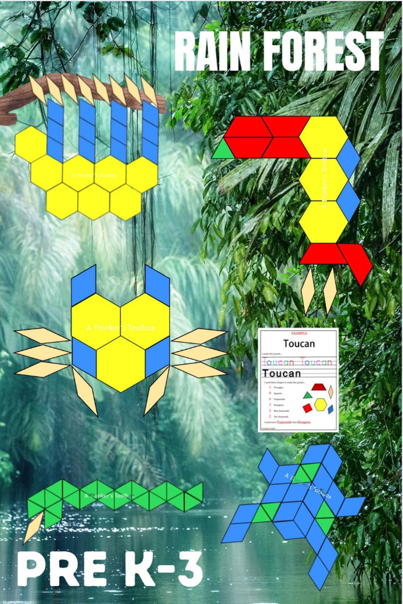 Rain Forest Pattern Block Mat Printables & Worksheets - Etsy