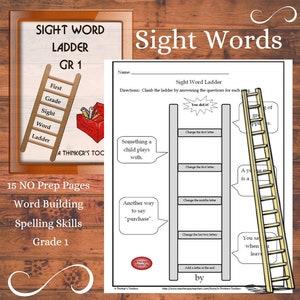 75 Words in ALL | 15 Printable Sight Word Ladder Worksheets Grade 1 - Etsy