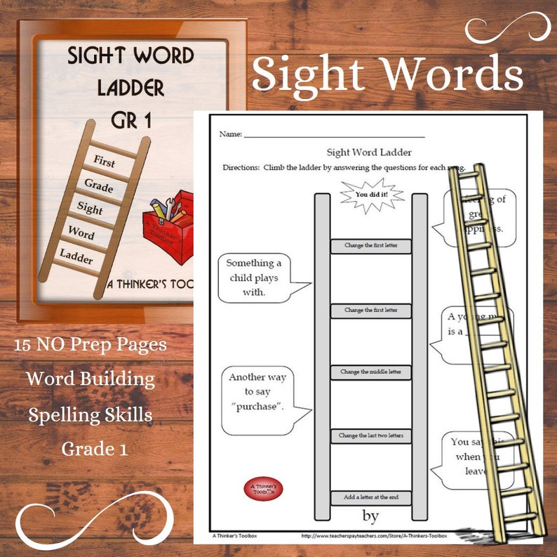 75 Words in ALL | 15 Printable Sight Word Ladder Worksheets Grade 1 - Etsy