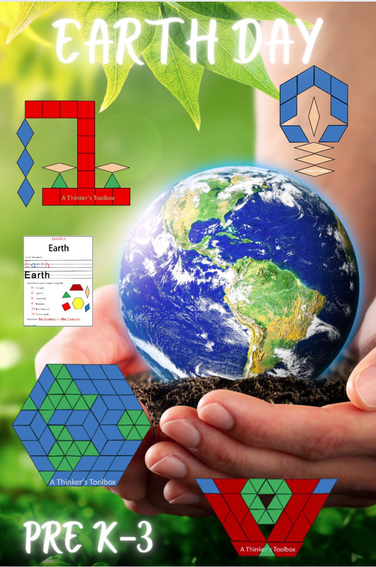 Earth Day Pattern Block Mat Printables & Worksheets - Etsy