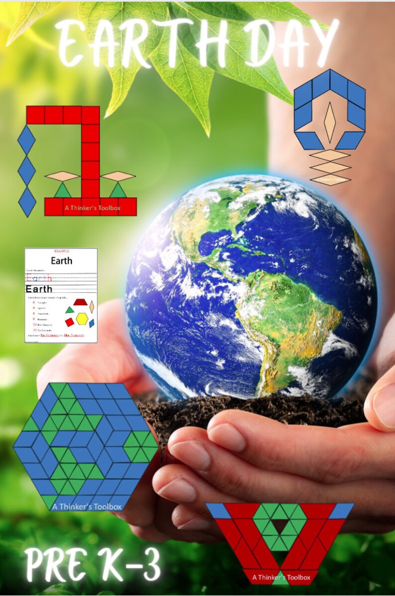 Earth Day Pattern Block Mat Printables & Worksheets - Etsy