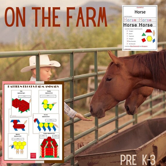 Farm Pattern Block Mat Printables & Worksheets - Etsy