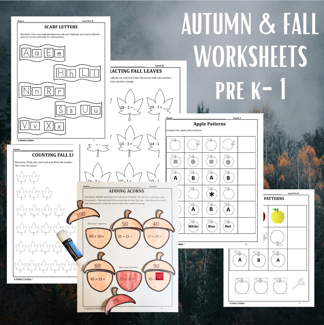 Autumn Math & ELA Worksheets - Etsy