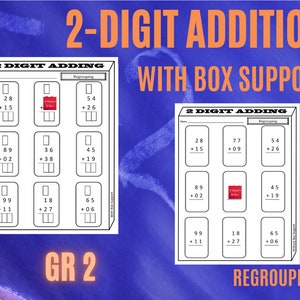 2 Digit Addition Printable Worksheets (mixed W/box Support) - Etsy