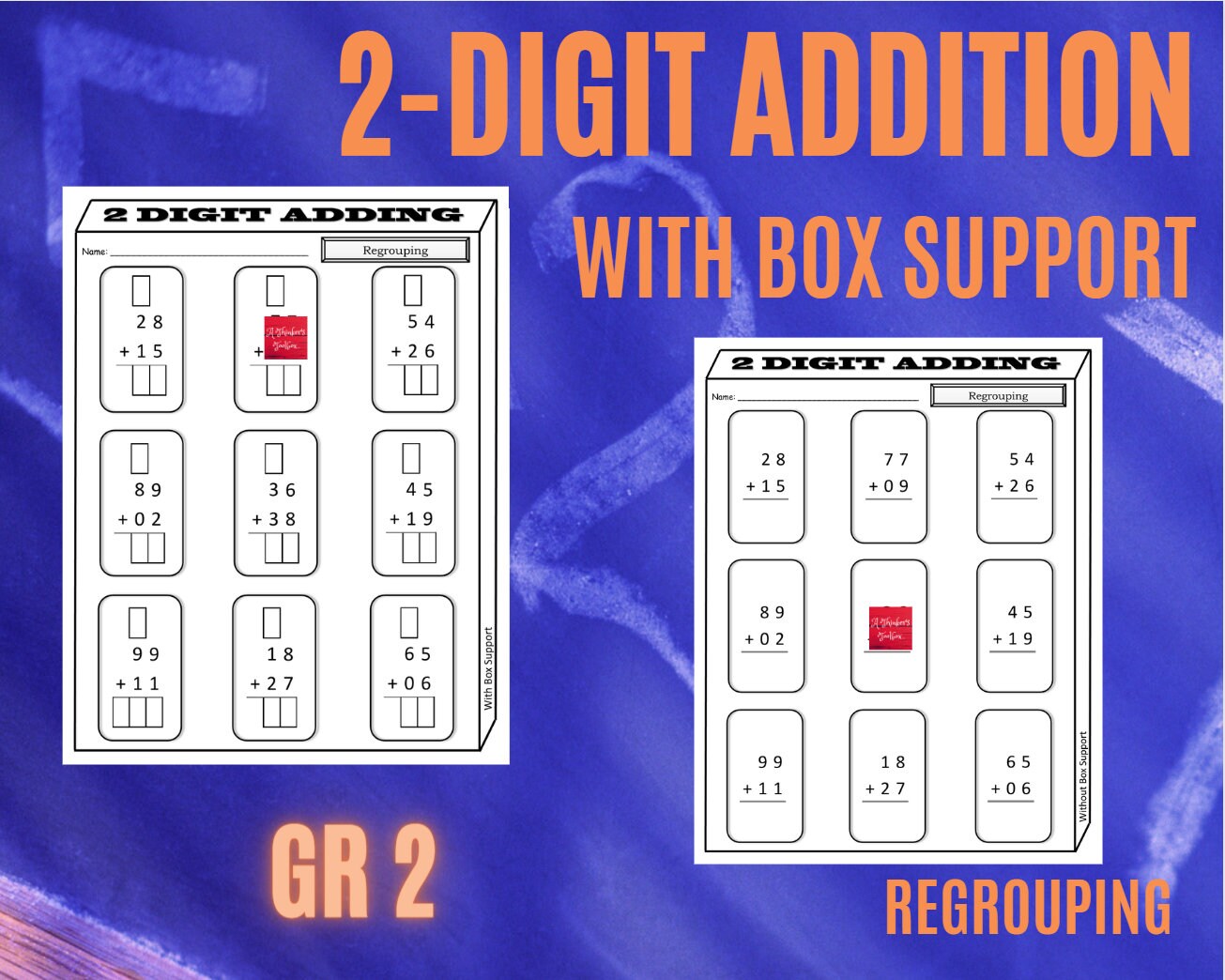 2 Digit Addition Printable Worksheets mixed W/box Support - Etsy