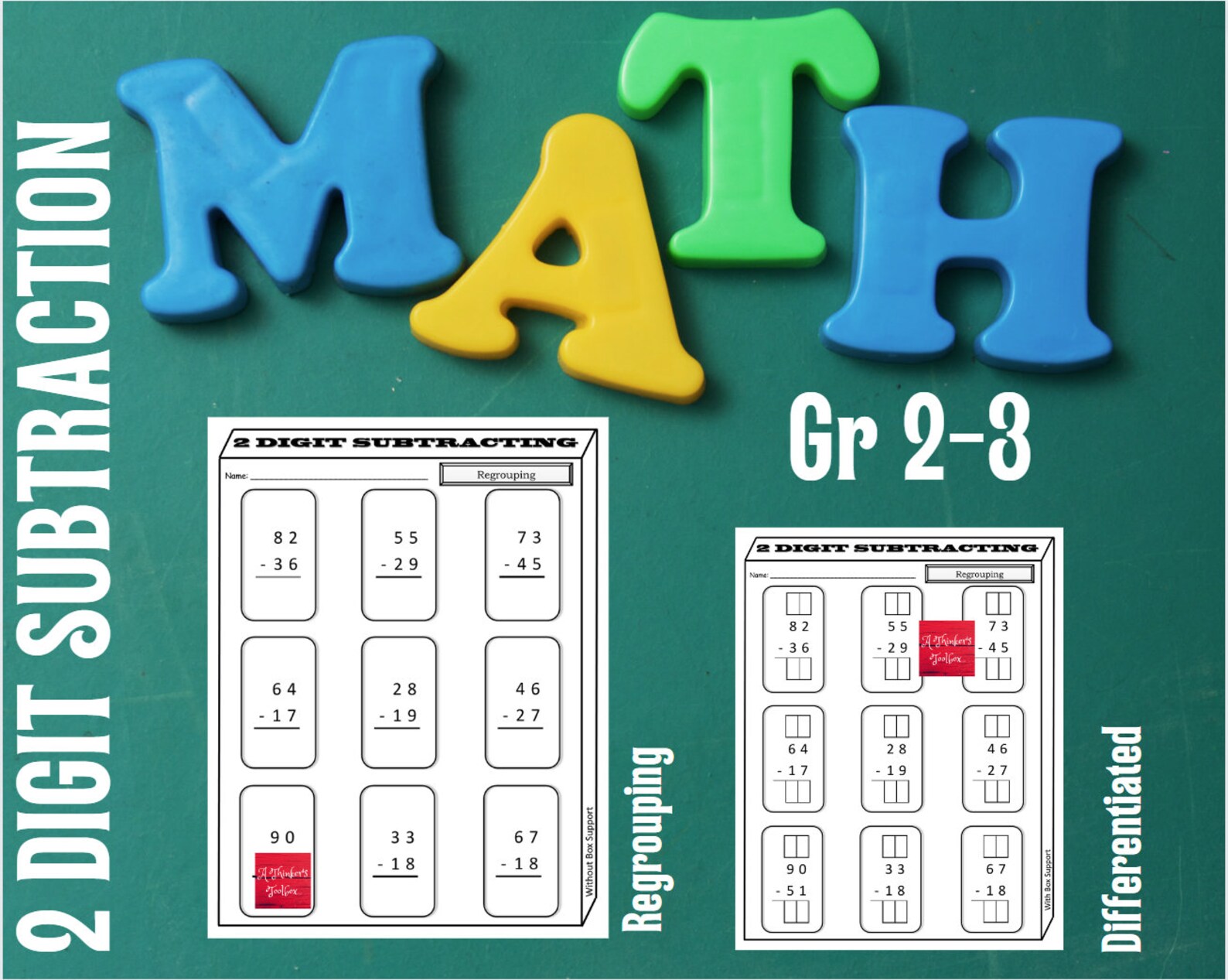 2 Digit Subtraction Printable Worksheets mixed - Etsy