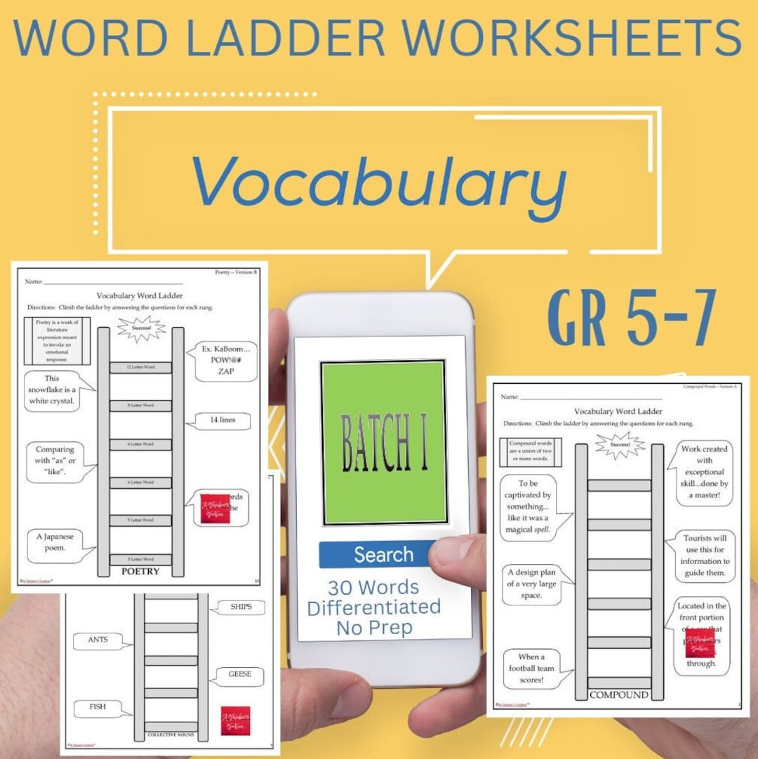 Vocabulary Word Ladders Upper Elementary | No Prep - Etsy