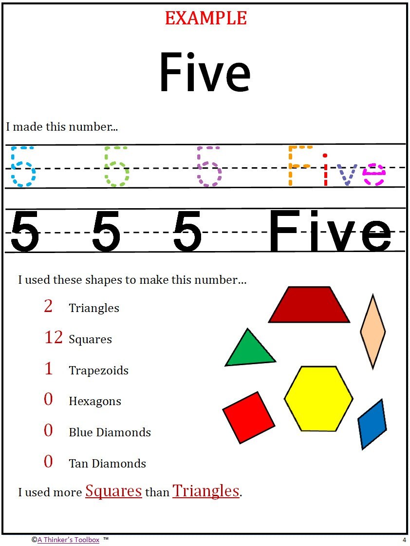 Numbers 0-20 Pattern Block Mat Printables & Worksheets - Etsy