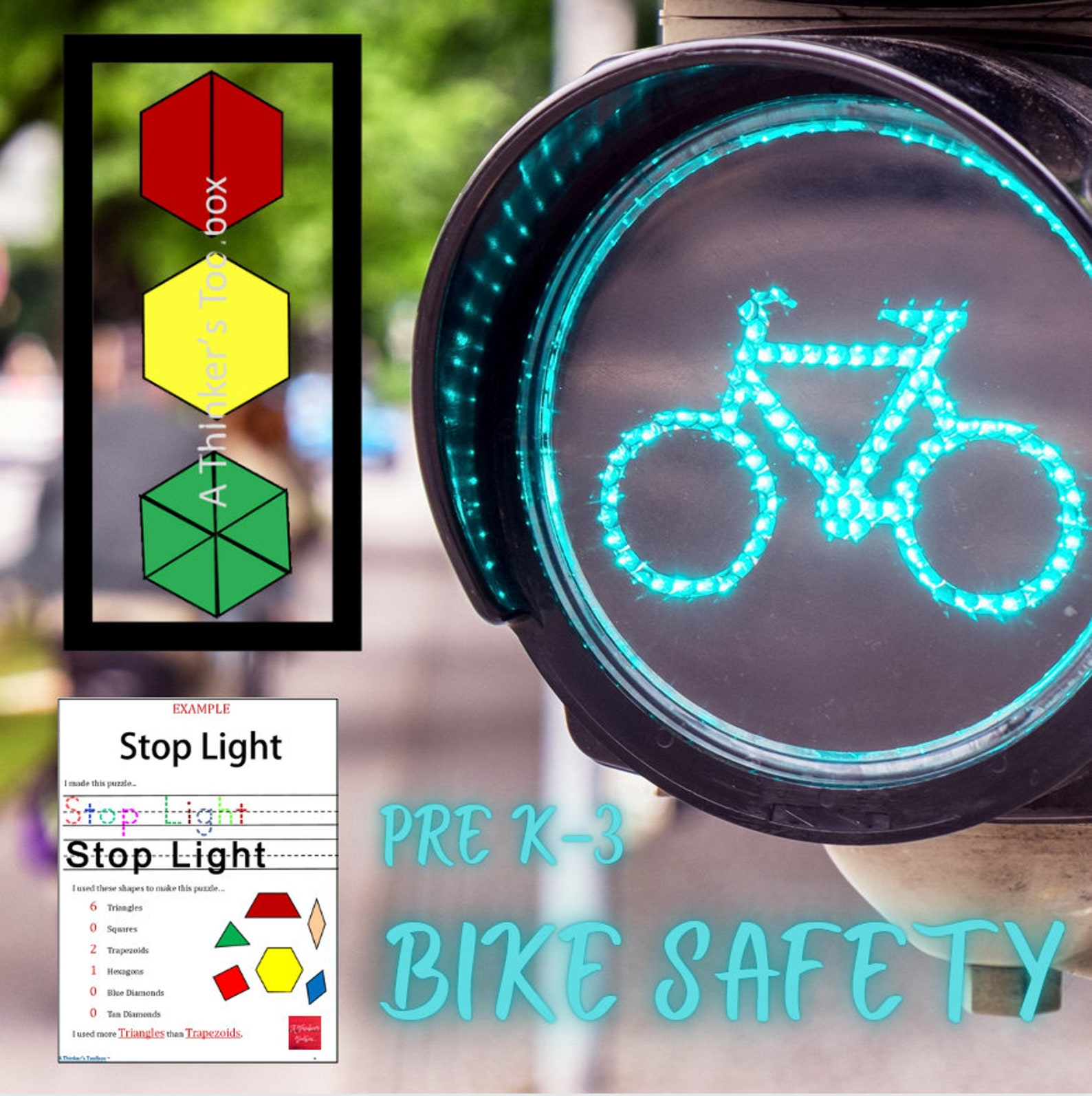 Bike Safety Pattern Block Mat Printables & Worksheets - Etsy