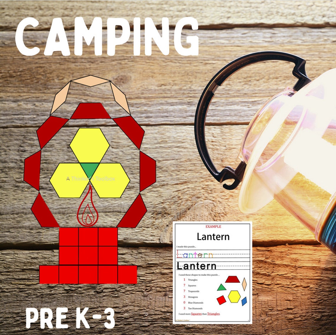 Camping Pattern Block Mat Printables & Worksheets - Etsy
