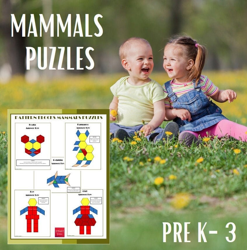 Mammals Pattern Block Mat Printables & Worksheets - Etsy