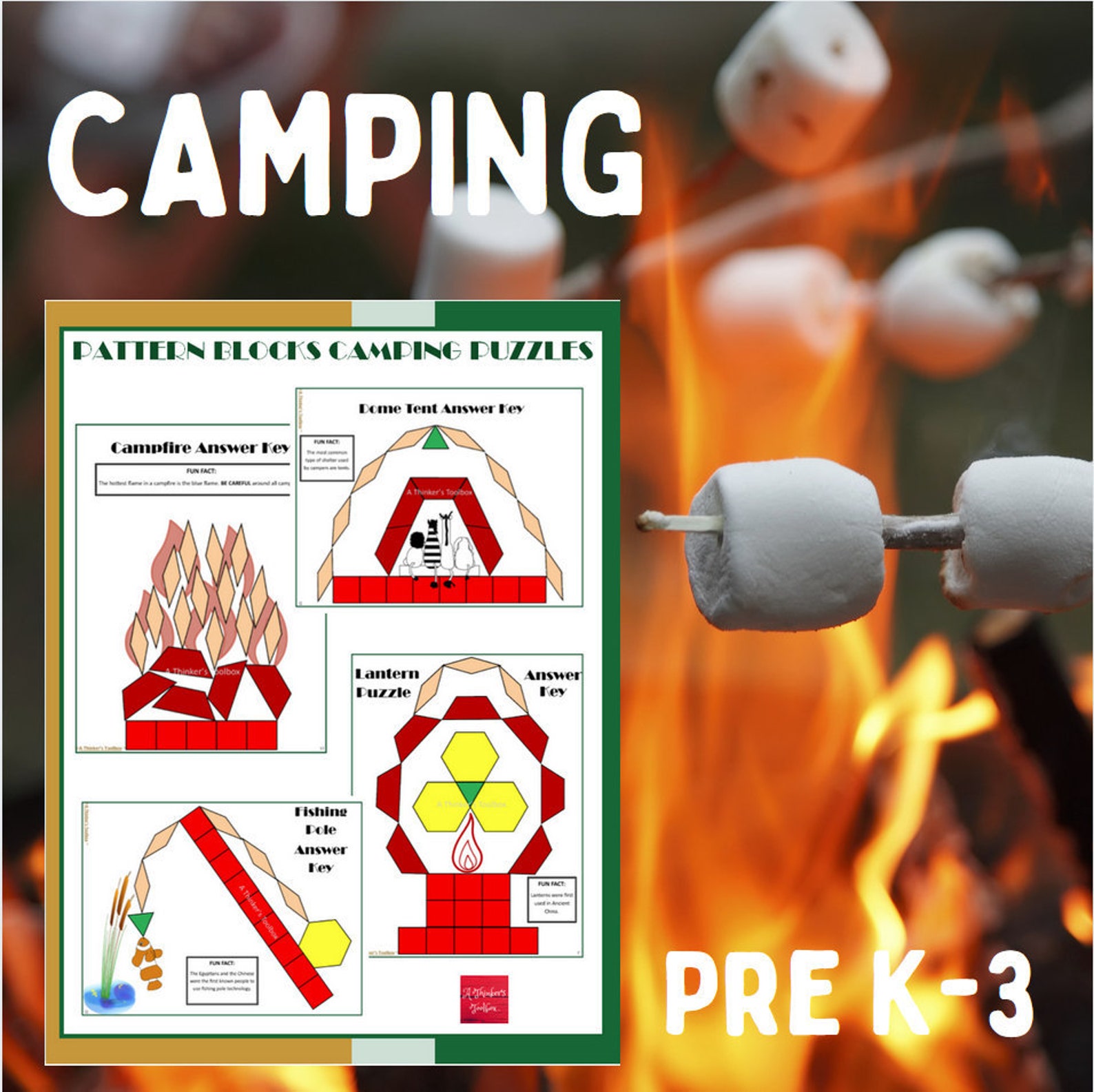 Camping Pattern Block Mat Printables & Worksheets - Etsy