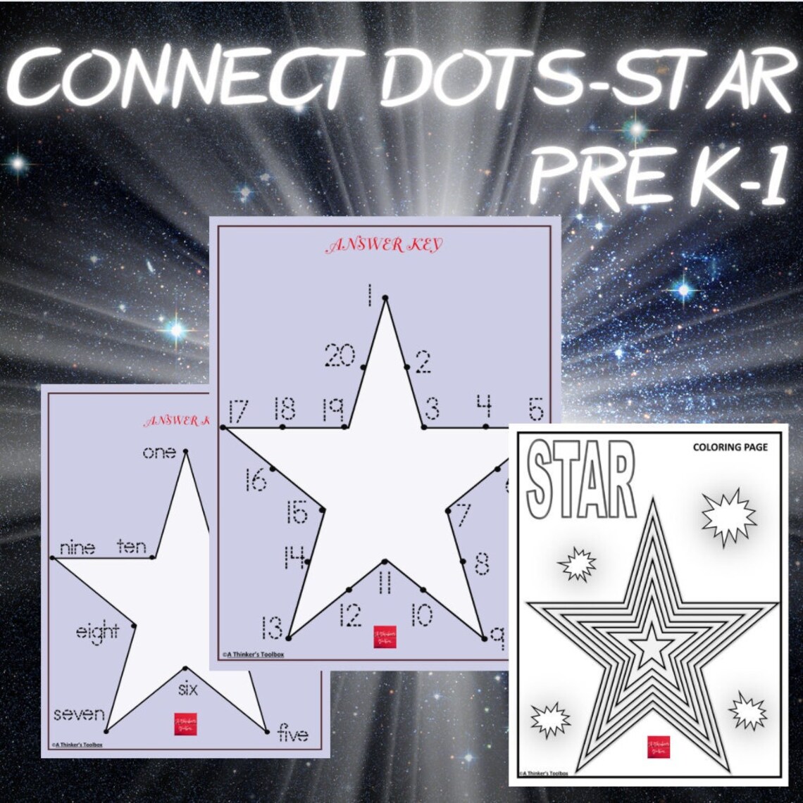 Star Worksheets Connect the Dots - Etsy