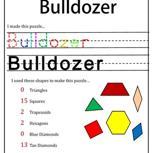 Construction Pattern Block Mat Printables & Worksheets - Etsy