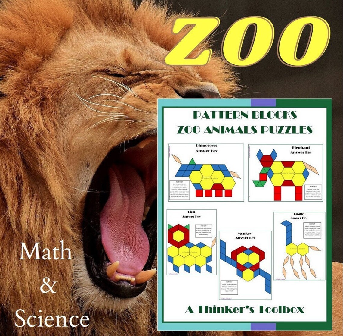 Zoo Animals Pattern Block Mat Printables & Worksheets - Etsy