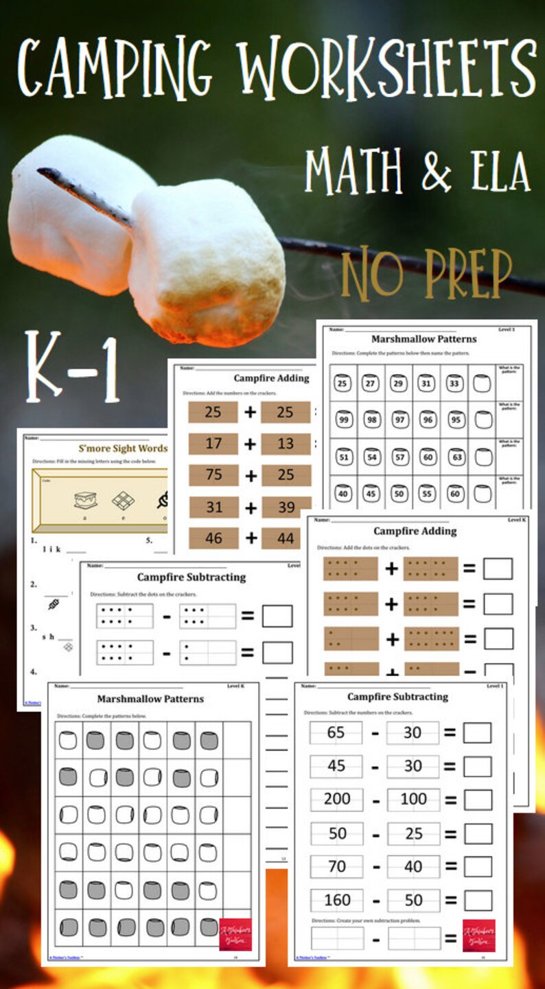 Camping Printable Worksheets | Grades K-1 - Etsy