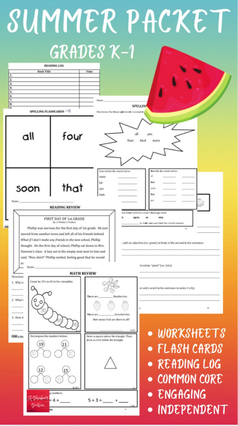 Easy-to-use Printable Worksheets - Incoming 1st Graders - Etsy