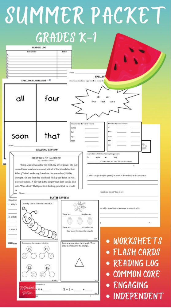 Easy-to-use Printable Worksheets - Incoming 1st Graders - Etsy