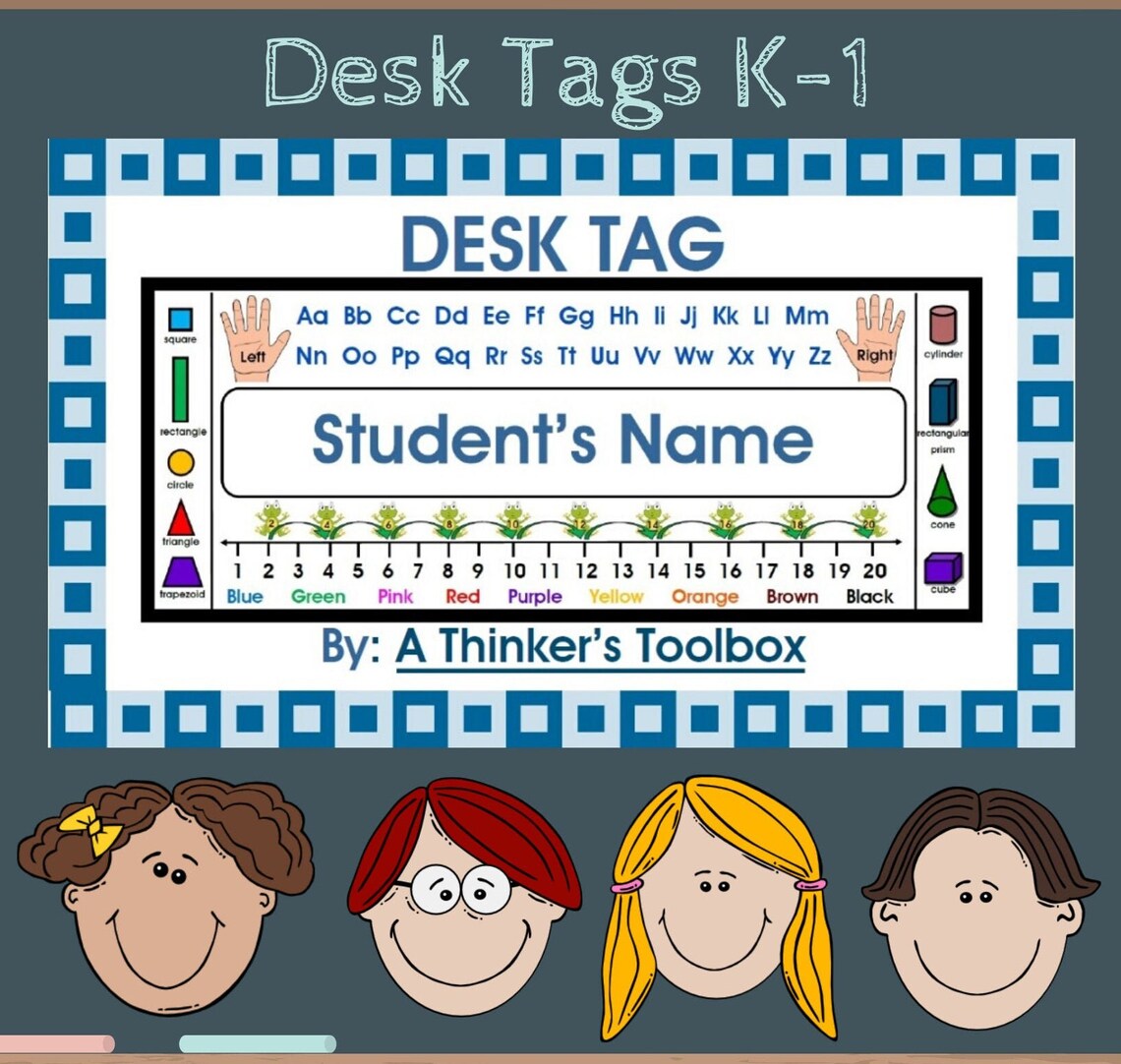 Desk Tag Plates Gr K-1 Classroom Decor (you Type Your Student's Name ...
