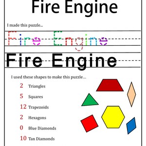 Fire Safety Pattern Block Mat Printables & Worksheets - Etsy