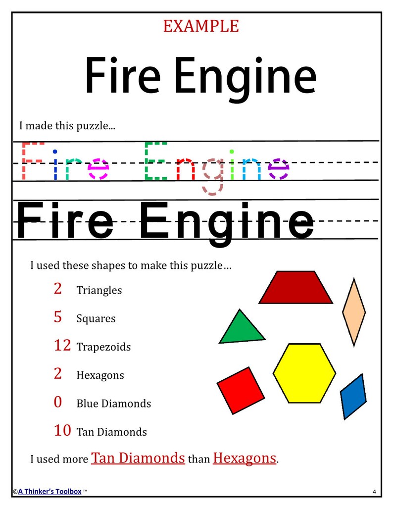 Fire Safety Pattern Block Mat Printables & Worksheets - Etsy