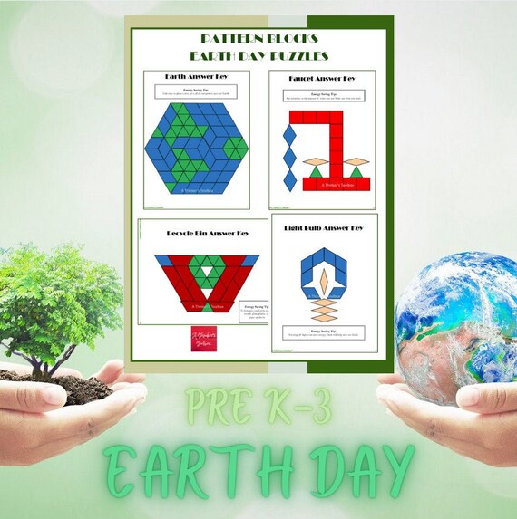 Earth Day Pattern Block Mat Printables & Worksheets - Etsy