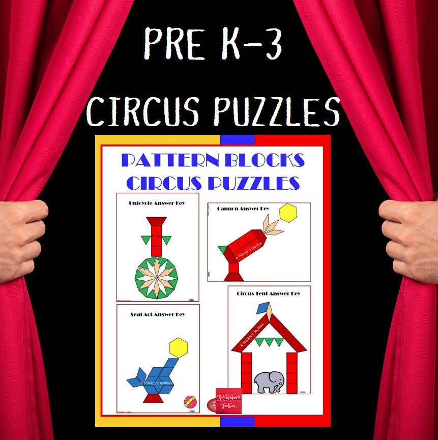 Circus Pattern Block Mat Printables & Worksheets - Etsy