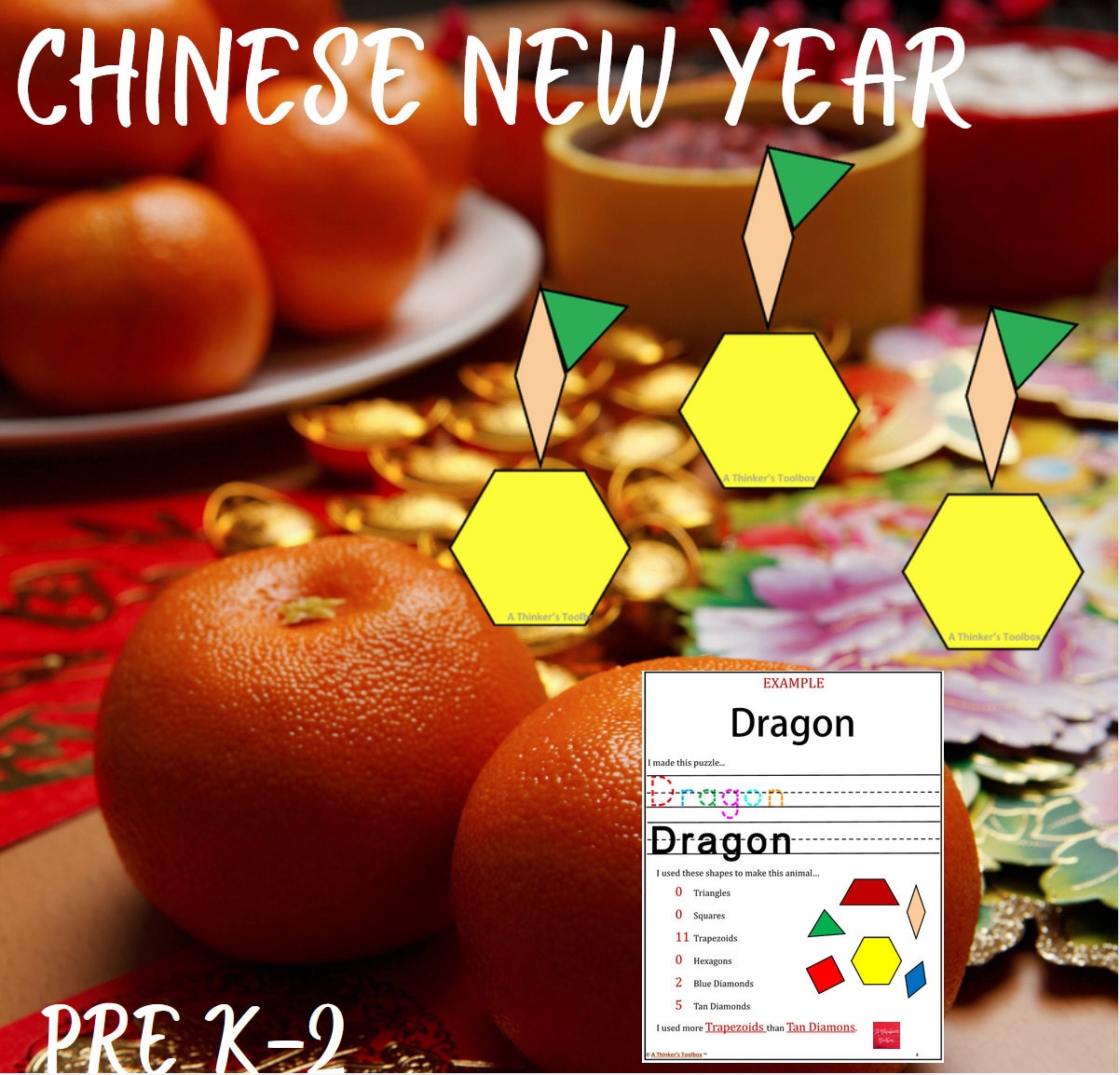 Chinese New Year Pattern Block Mat Printables & Worksheets - Etsy