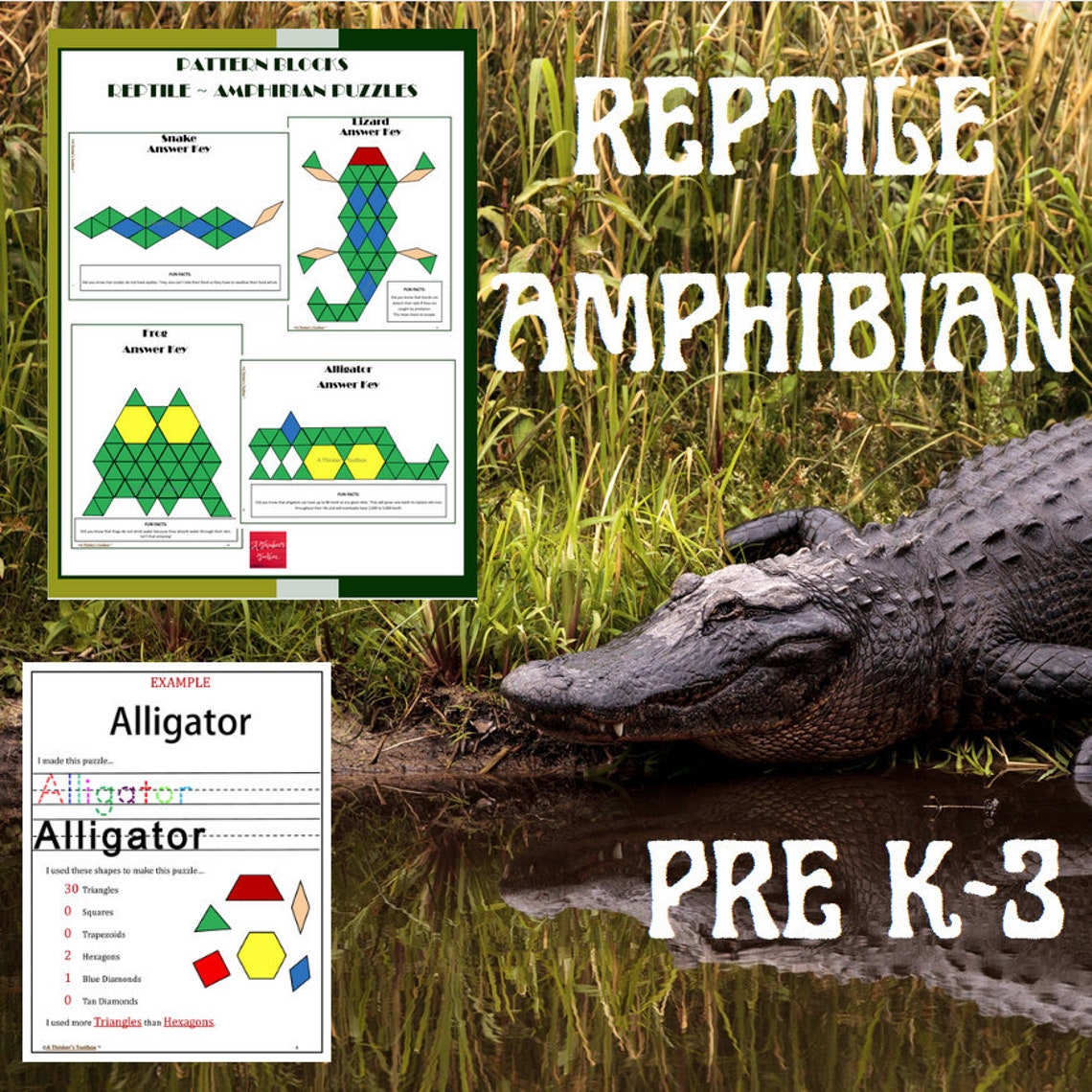 Reptiles and Amphibian Pattern Block Mat Printables & - Etsy