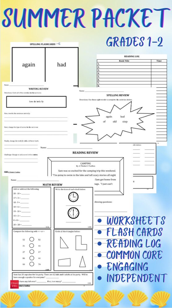 Easy-to-use Printable Worksheets - Incoming 2nd Graders - Etsy