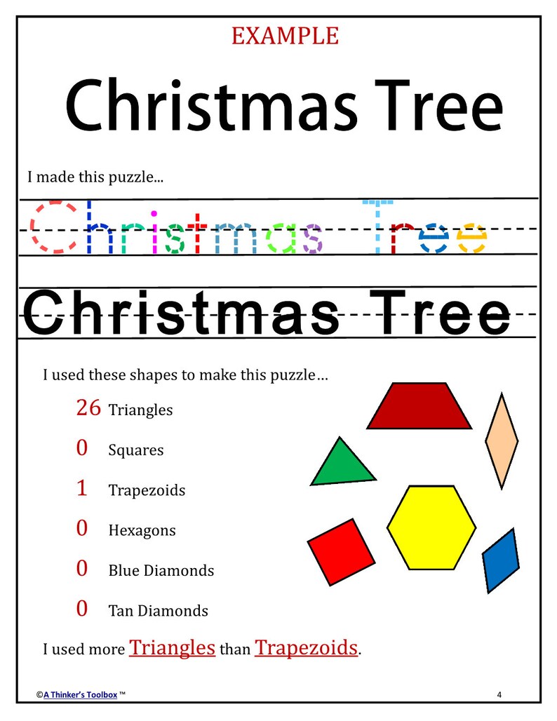 Holidays Pattern Block Mat Printables & Worksheets - Etsy