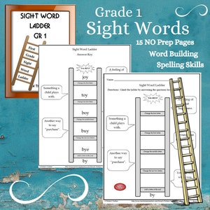 75 Words in ALL | 15 Printable Sight Word Ladder Worksheets Grade 1 - Etsy